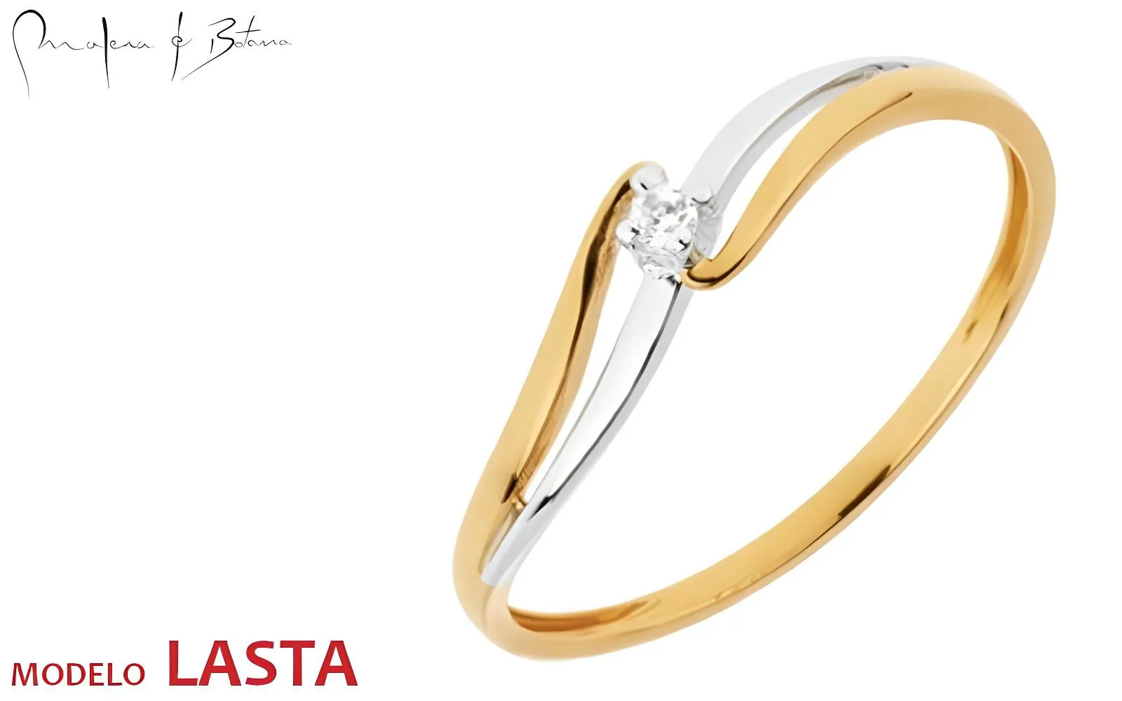 Anillo de Compromiso en oro blanco y amarillo Modelo Lasta - Colección 2025