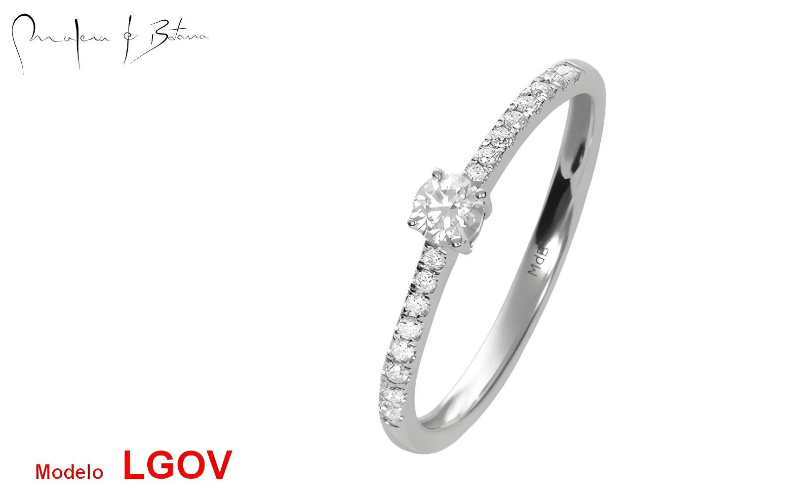 Anillo de Compromiso en oro blanco Modelo Lgov - Colección 2025